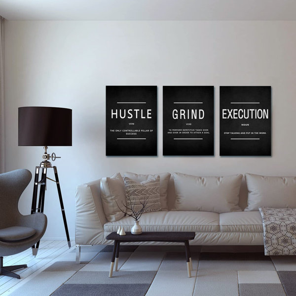 Trinx Canvas Painting Wall Art, Grind Hustle Execution Motivational Wall Art Decoration Posters ...
